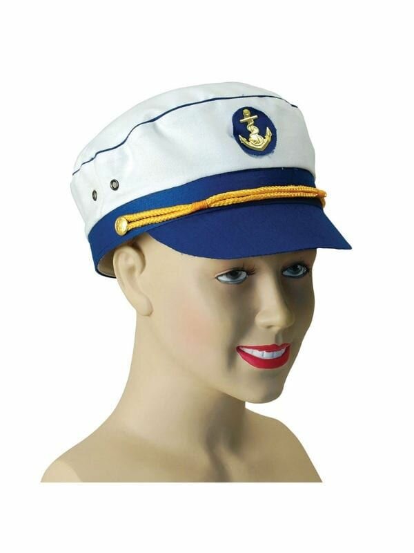 Шляпа Bristol Novelty "Капитан", женская, текстиль, металл, белая, синий . длина 25 см,