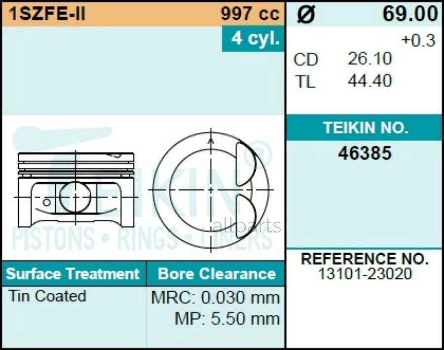 TEIKIN 46385050 Поршень 1SZFE-II TEIKIN 46385050