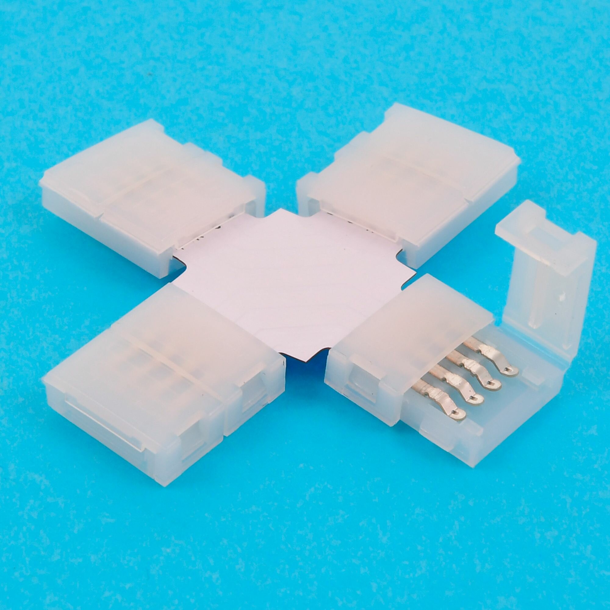 Коннектор для светодиодной ленты RGB 10 мм для Х-образного соединения (1 шт.)