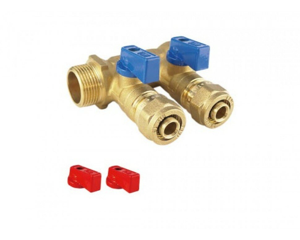 Коллектор с шаровыми кранами 1х16(2.0) на 2 выхода (200-1(2)-16) TIM