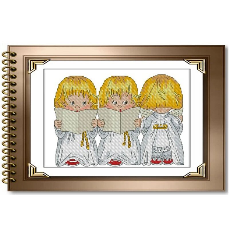 Комплект для вышивки крестом Amishop Маленькие ангелы C, 14CT unprint canvas