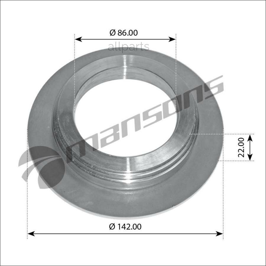 MANSONS 300539 кольцо ступицы металл! шайба упорная d142xd86x22 \BPW H/R 6.5-9t
