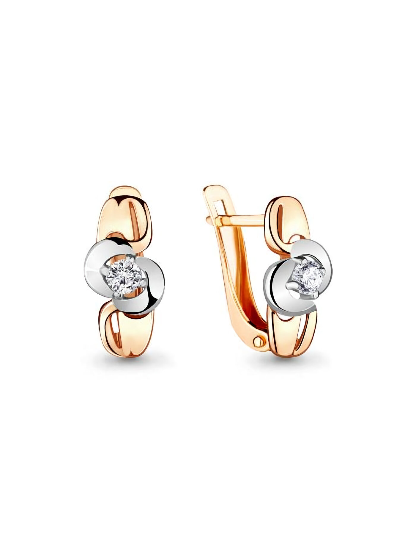 Серьги, красное золото, 585 проба, фианит