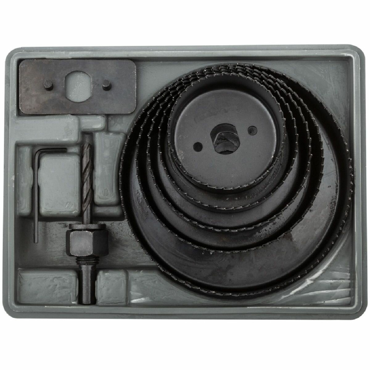 Набор пил круговых (коронки) по дереву, 5шт, 64-127мм курс в кейсе