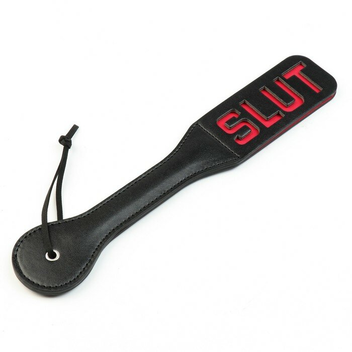 Шлёпалка БДСМ «SLUT», черная, ПВХ, 38×5 см