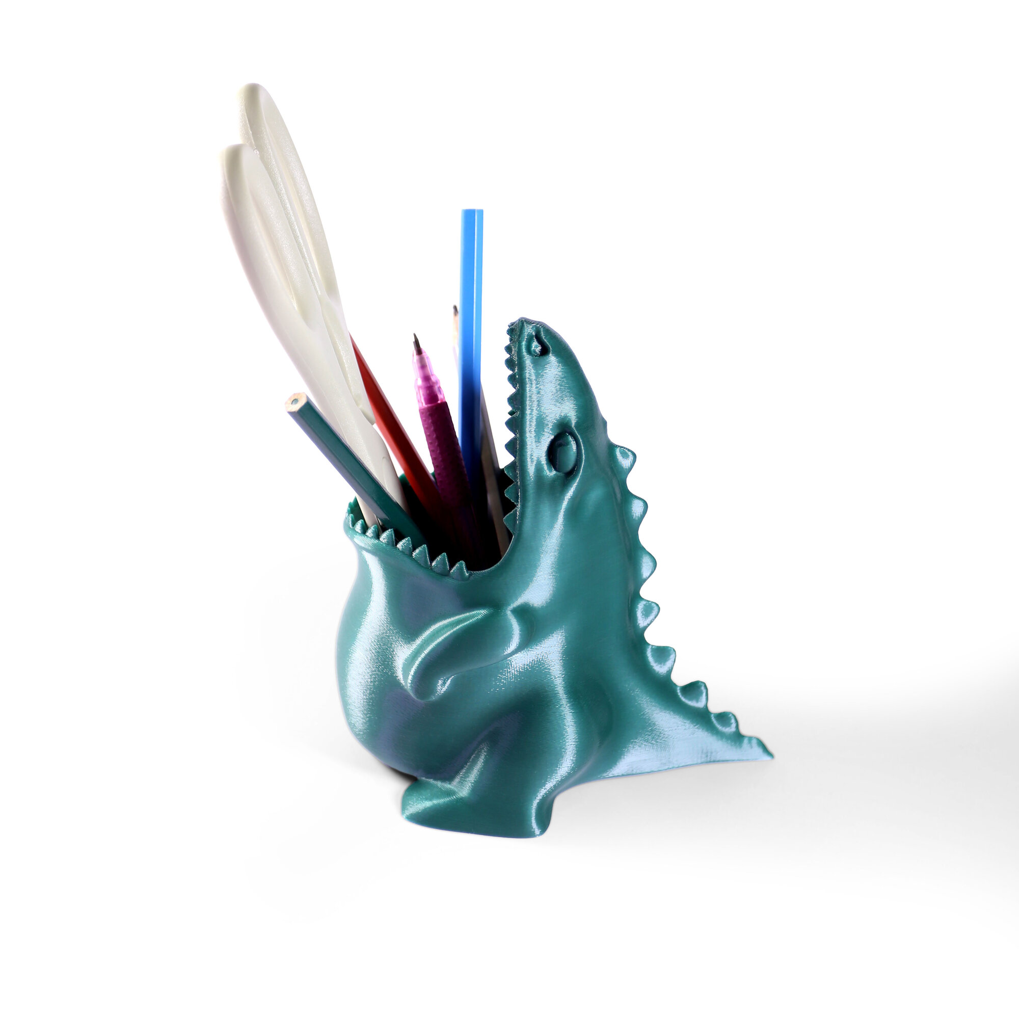 Подставка для карандашей голодный Динозаврик, зеленый, 3D печать