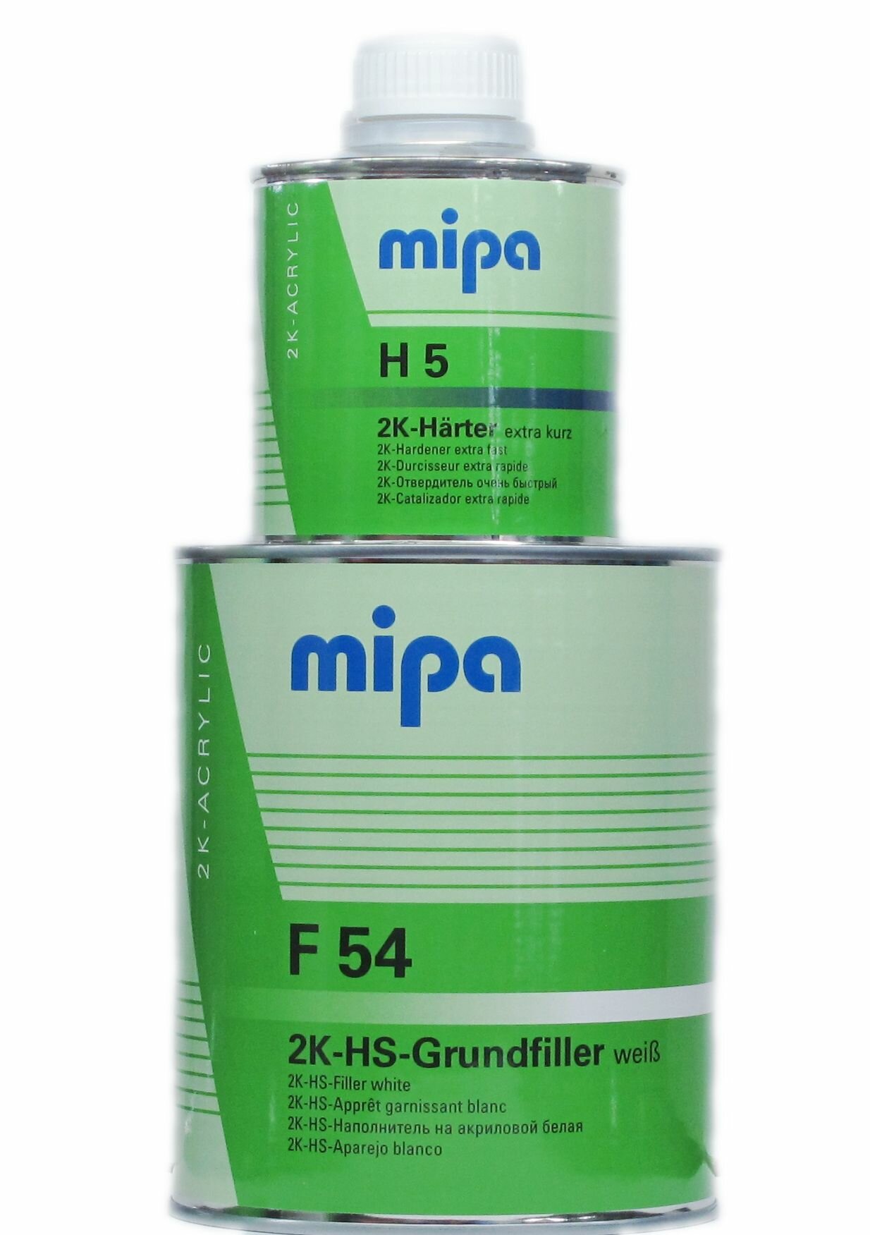 Mipa 2K-HS-Grundfiller Грунт F 54 (белый) быстрошлифуемый 1000мл + отвердитель Н5 250мл