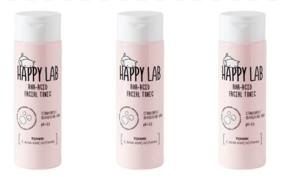 Тоник для лица Happy Lab с AHA-кислотами, 200 мл, 3 шт