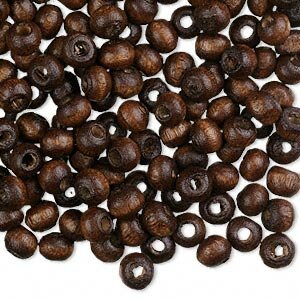 Бусина деревянная, 5х4мм, рондель, темная, 2 грамма