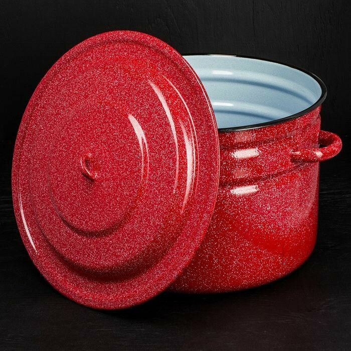 Бак для продуктов эмалированный, 25 л, кастрюля с крышкой, бак эмаль