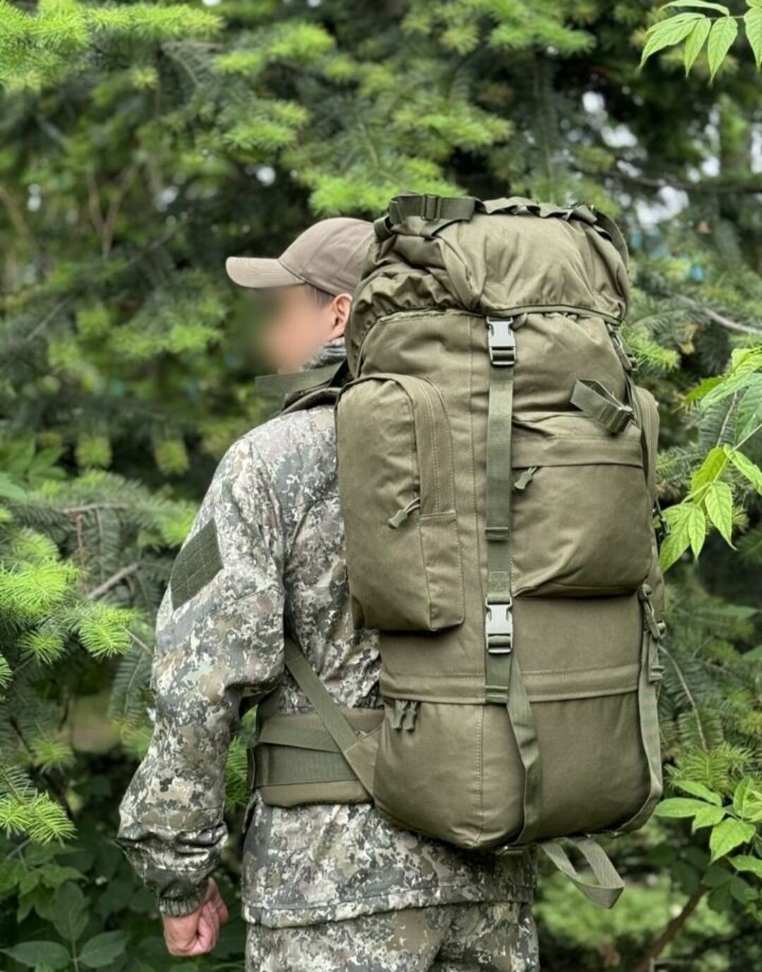 Тактический рюкзак 100 литров с алюминиевым каркасом и дождевиком/баул походный туристический олива