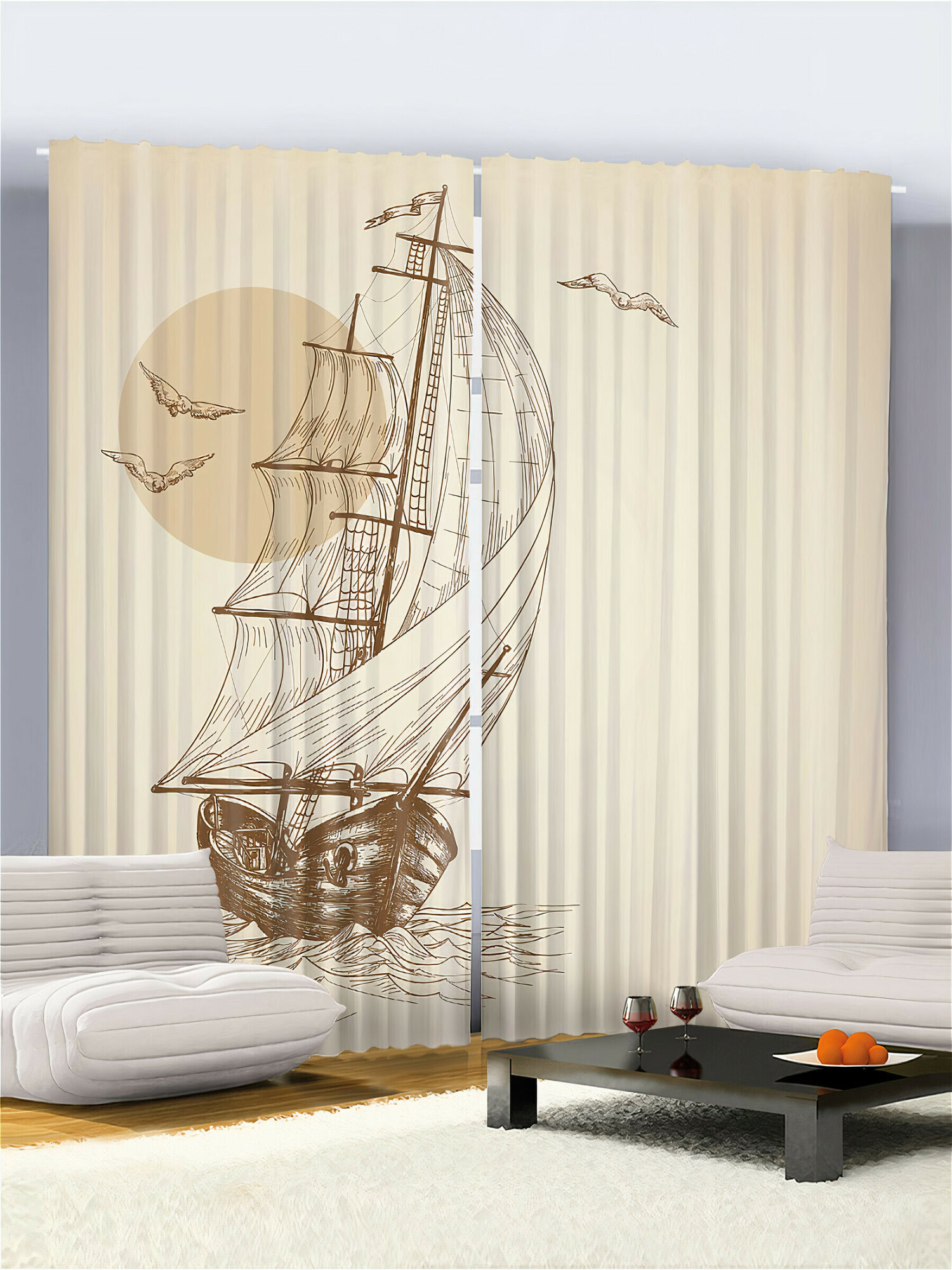 Фотошторы из ткани габардин 150-260 см 2 шт. /3D шторы / В детскую / Для гостиной, спальни и кухни