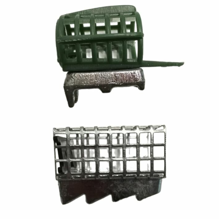 2 шт. Набор кормушек фидерных с грунтозацепом по 100 гр. для озера и реки с умеренным или сильным течением