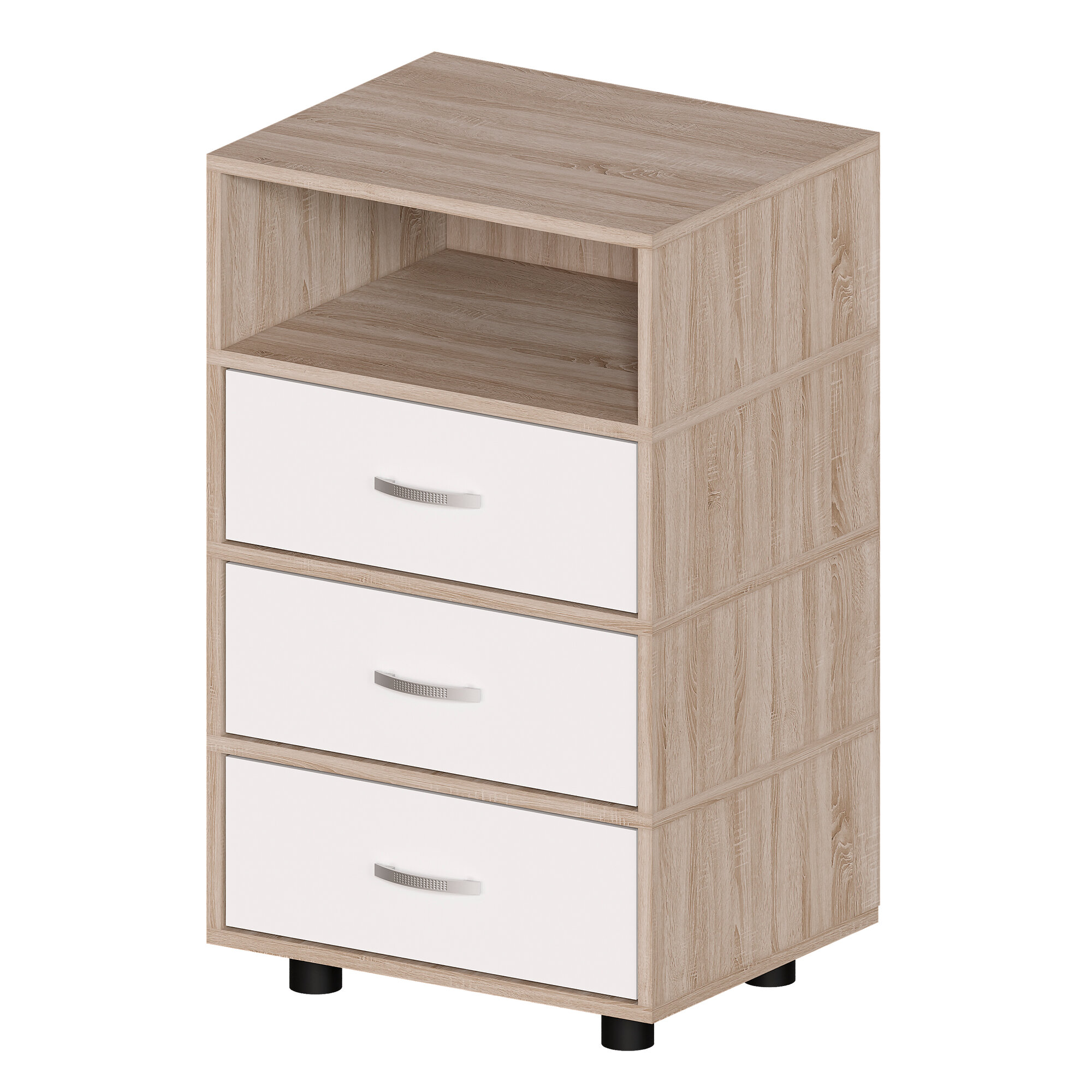 Комод СитиМебель-6 Ширина 40 см, Глубина 30 см, Высота 83 см, цвет: каркас дуб сонома, фасад белый