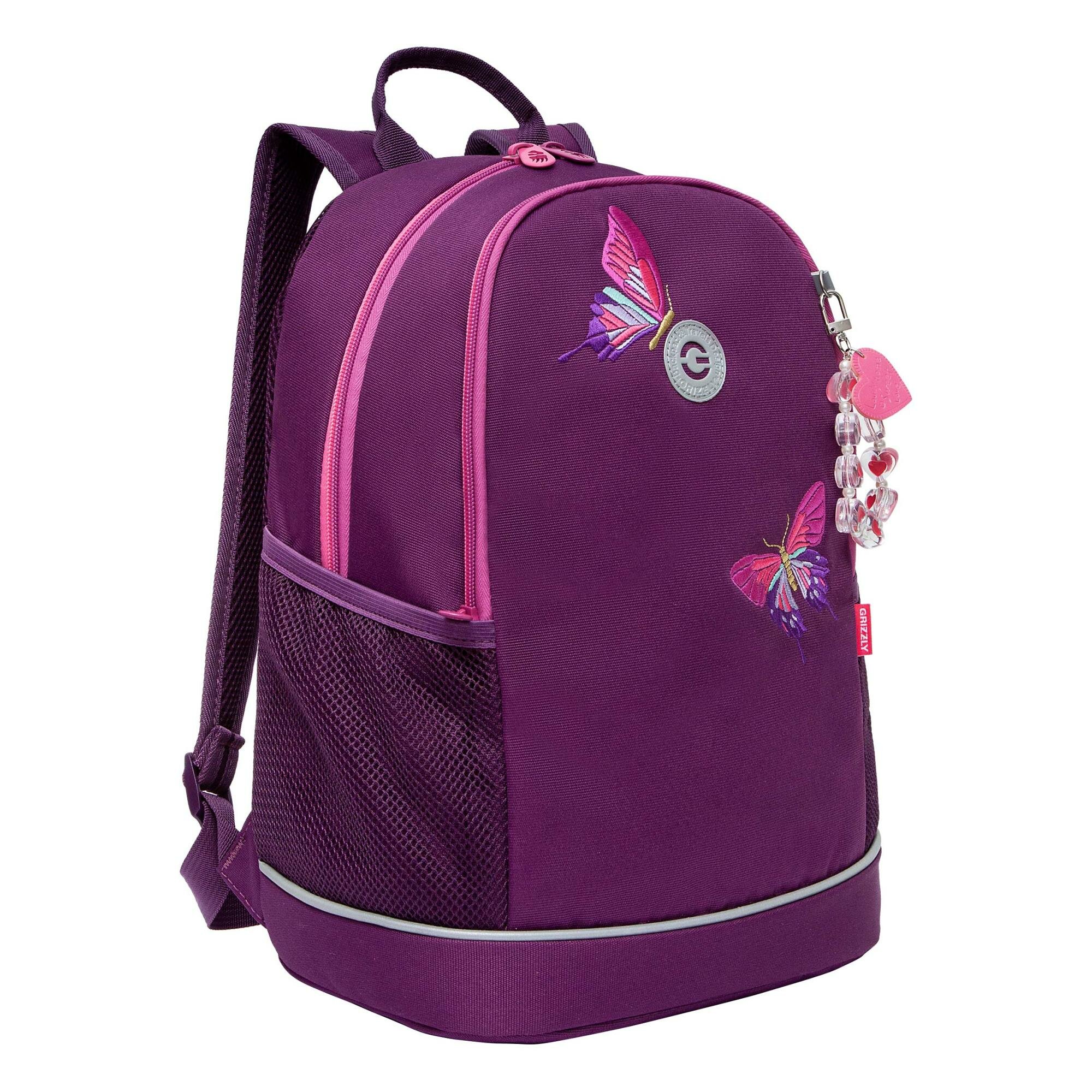 Школьный рюкзак GRIZZLY для девочек, RG-463-7 фиолетовый, 28х38х18