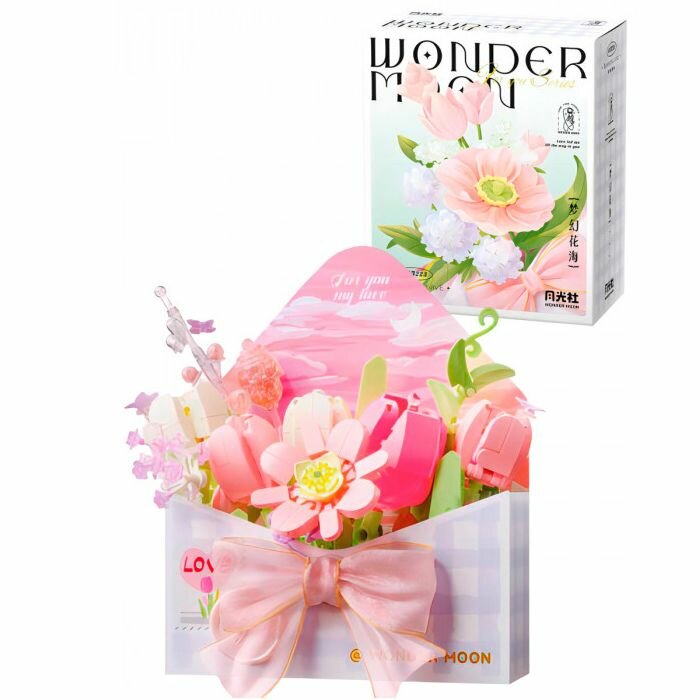 Конструктор WONDER MOON 804223, Цветочная композиция "Мечтательное море цветов", 552 деталей