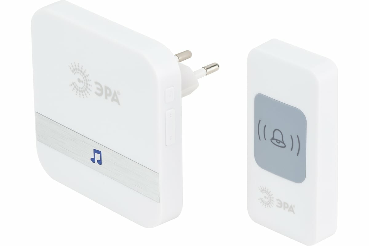 Дверной звонок ЭРА C95 беспроводной от сети белый 52 мелодии с индикацией уровня заряда