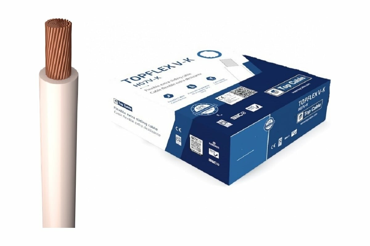 Top cable Монтажный гибкий провод 1x1.5 белый TOPFLEX V-K H07V-K 131B001MR100