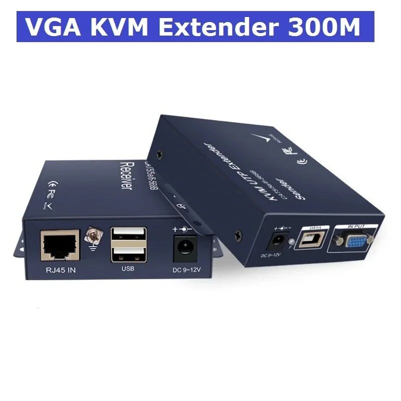 VGA USB KVM удлинитель RJ-45 100m VGA Extender, EU Plug
