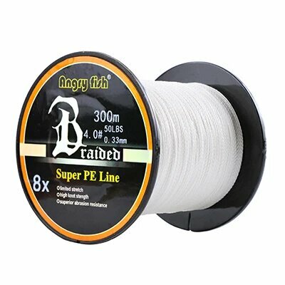Angryfish плетенная рыболовная леска 8 нитей Белый, 0.15MM-18LB, White