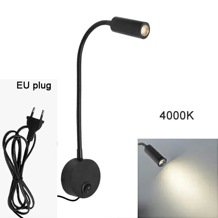 Настенный светильник черный EU plug 4000K