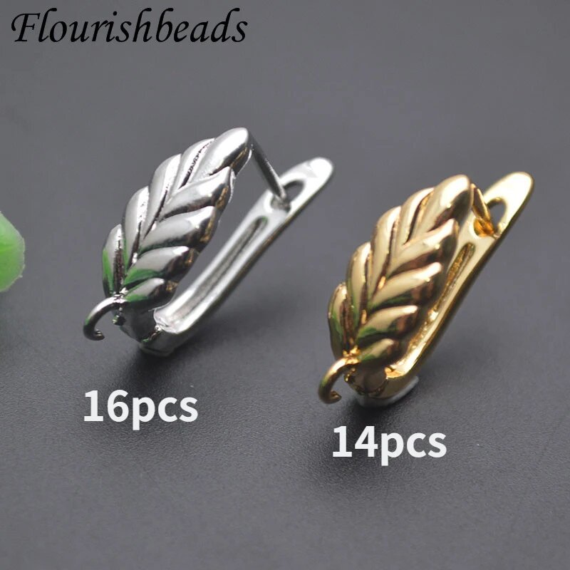 Золотые серьги-крючки в форме листа Flourishbeads 13x17 мм 30 шт.