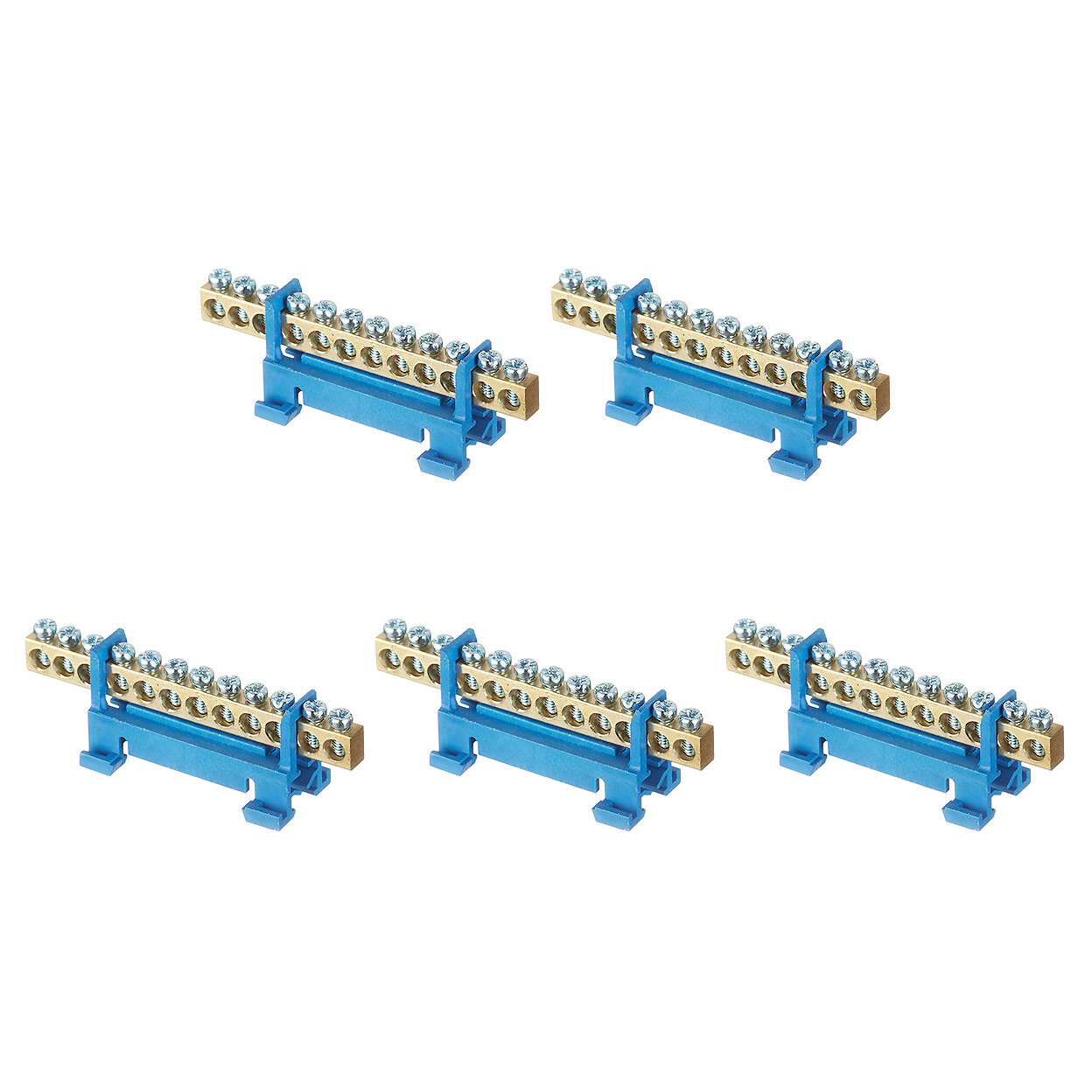 Шина нулевая изолятор Стойка на DIN-рейку 6х9 мм 12 отверстий синяя (5 шт.)