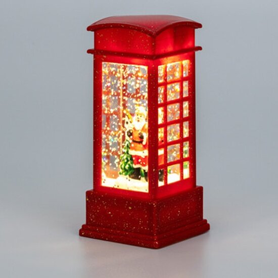 Декоративный светильник-фонарь Neon-night Телефонная будка 12 см с эффектом снегопада и подсветкой