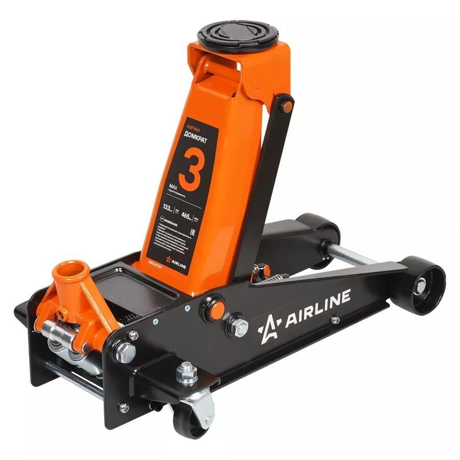 Домкрат подкатной 3т 133-465мм INDUSTRY двухпоршневой (AIRLINE)