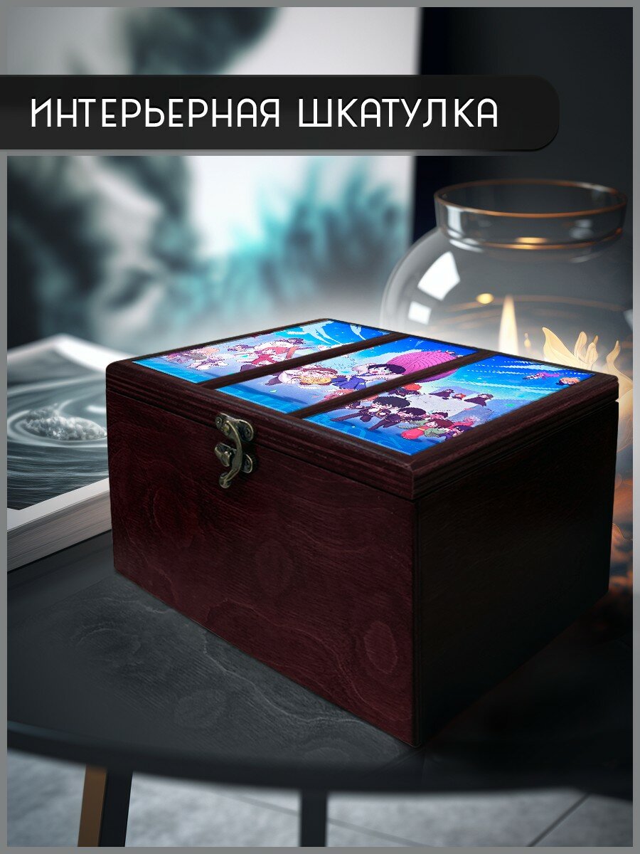 Шкатулка интерьерная вишня "Тройная" для украшений универсальная 22x17x12 см Аниме Гинтама (Gintama, аниме, Гинтоки, Симпати, Садахару, Элизабет) - 822