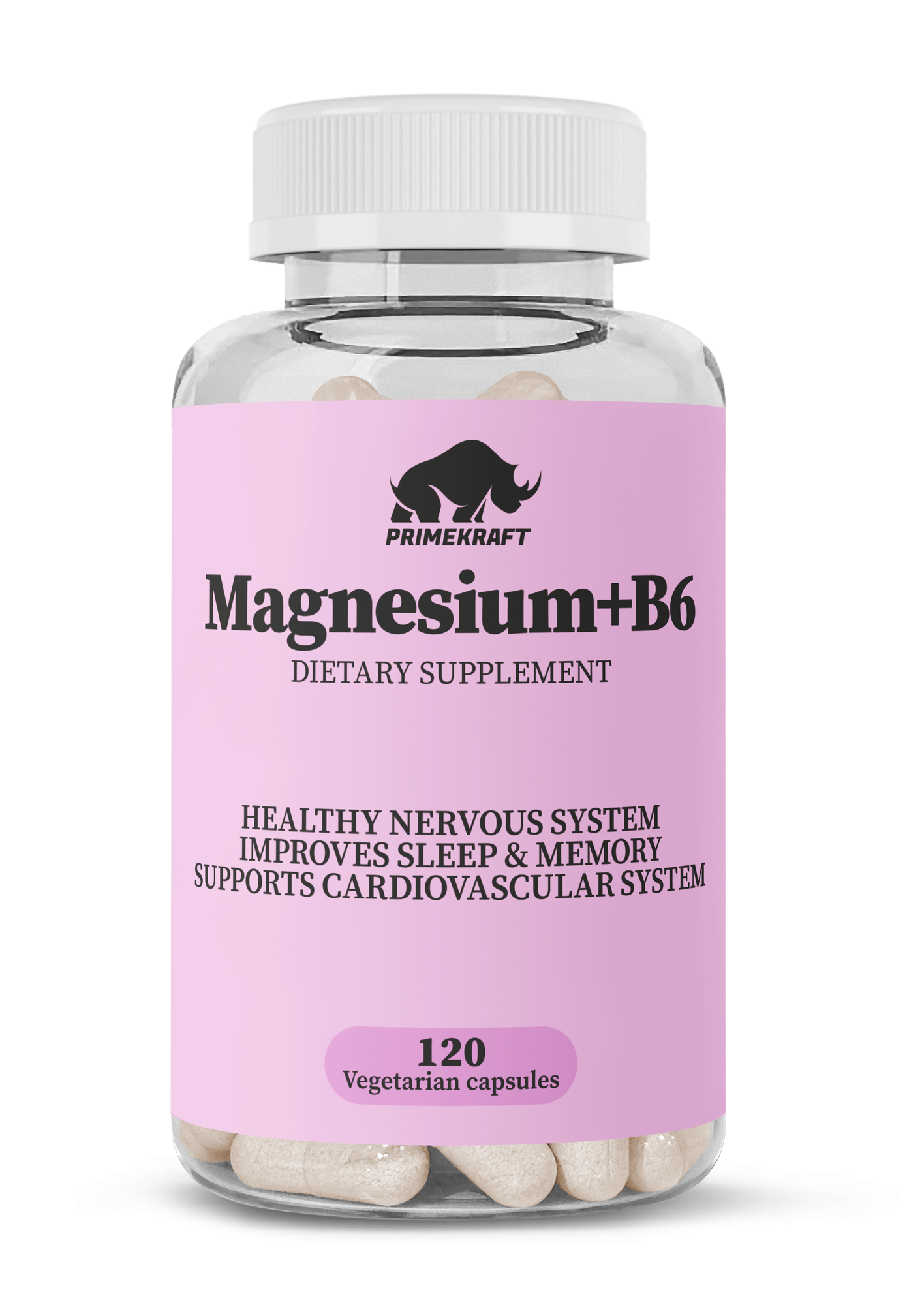 "Магний + B6 " ("Magnesium+B6") PRIME KRAFT банка 120 капс.