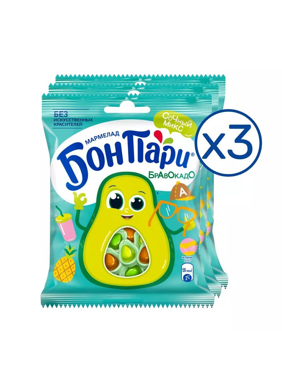 Мармелад жевательный, "Бравокадо", 100г 3 шт