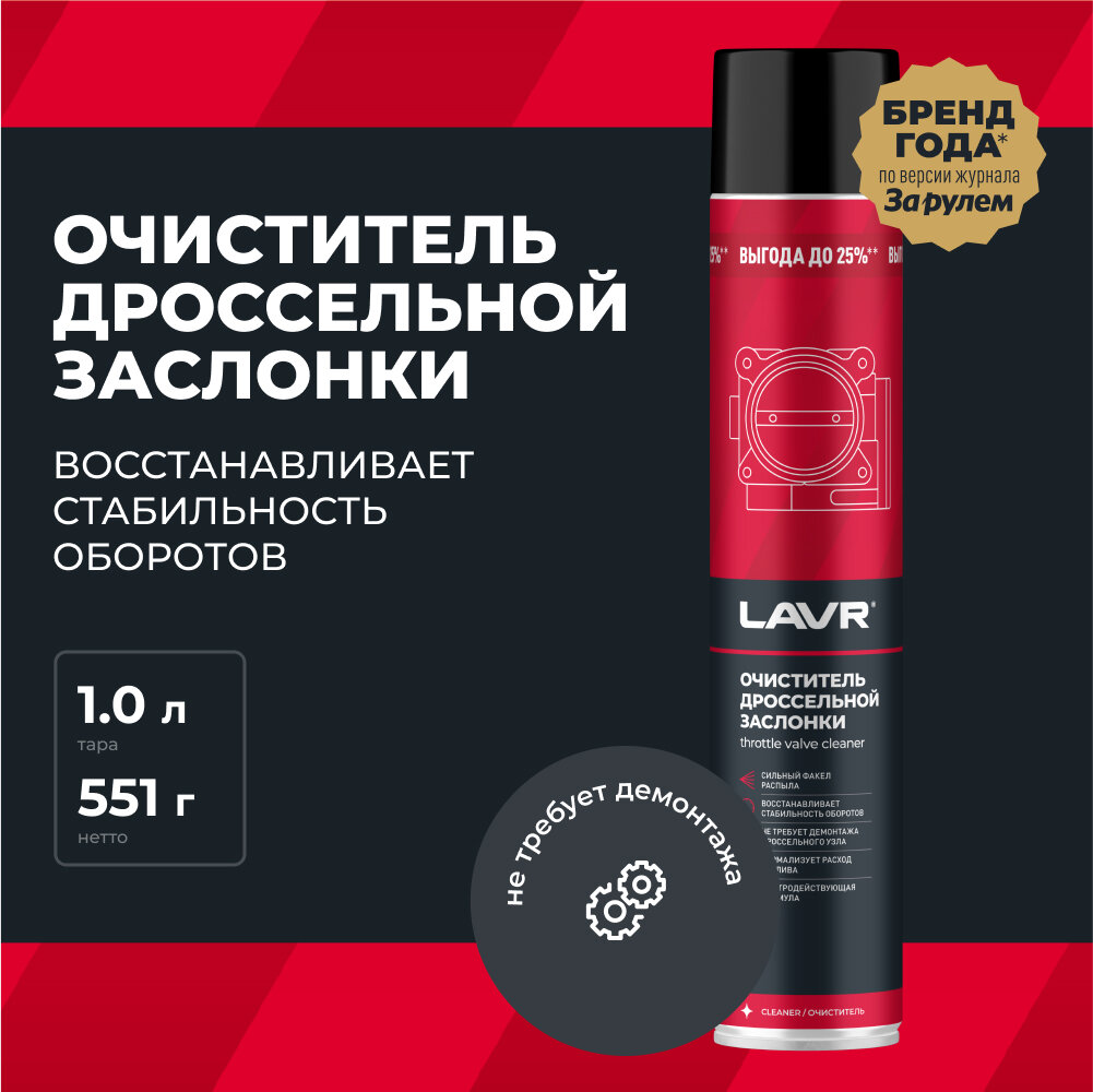 Очиститель карбюратора и дроссельной заслонки LAVR, 1 л / Ln2457