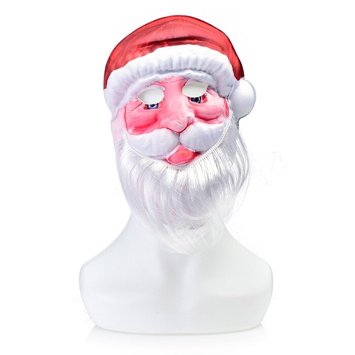 Маска карнавальная Oubaoloon "Дедушка Мороз" размер 21х22 см, ПВХ с искусственным мехом, на резинке (S2114)