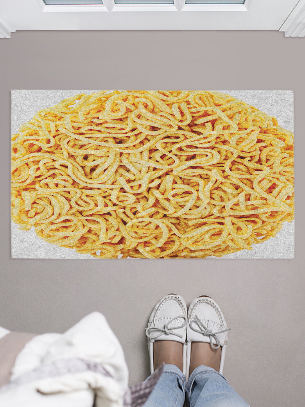 Коврик придверный в прихожую с принтом "Сублимированная лапша" 45 на 75 см , JoyArty