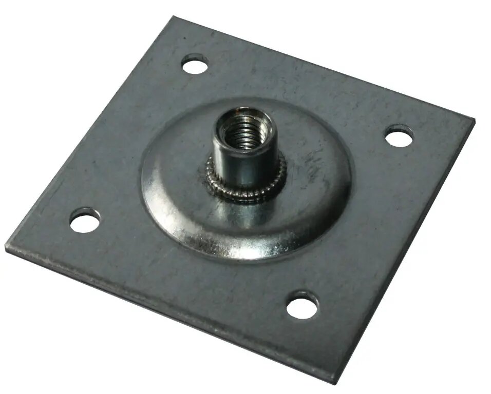 Пластина опорная 60x60x2 мм, гайка M8, оцинкованная сталь