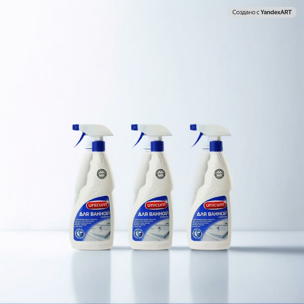 Средство для чистки ванной комнаты Unicum, известковый налет и ржавчина, 500 мл, 3 шт