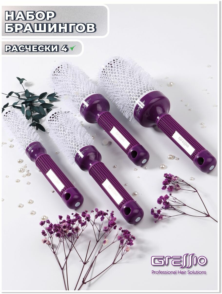 Gressio, Профессиональный набор брашингов с ионизацией для укладки и выпрямления волос