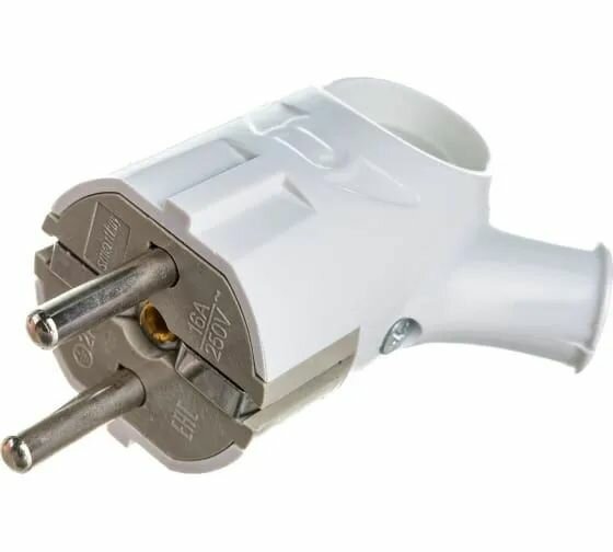 Вилка с кольцом с заземлением белая 16А 250В (SBE-16-P03-w)(40)