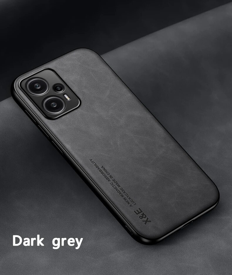 Для Xiaomi Poco F5 Автомобильный держатель Магнитный чехол Кожаный текстурированный чехол для телефона Poco F4/Poco F5 Pro Fundas Poco X5 X5 Pro/Poco M4 Pro 4G Серый, Dark Grey, Poco F5 Pro