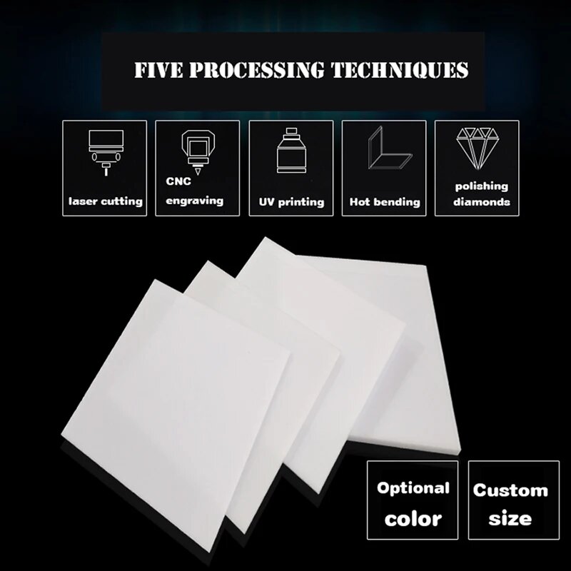 Лист акрила белого цвета 100mmX200mm, 4mm