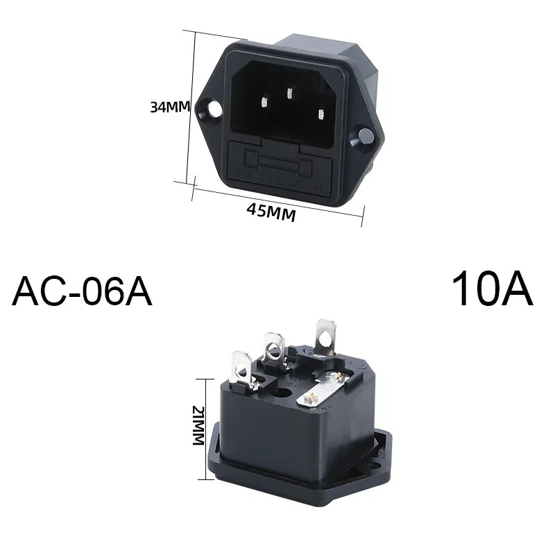 Электрическая розетка IEC320 C14 с подсветкой 250В 1PCS AC-06A