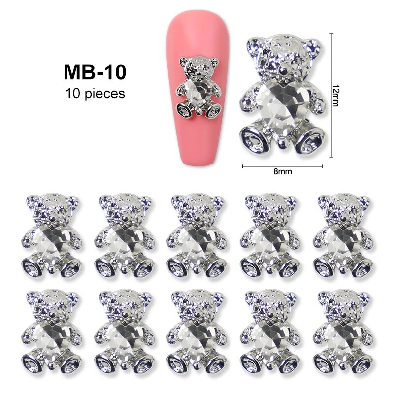 Металлические подвески для ногтей медведь 10 шт. MB10-10pcs