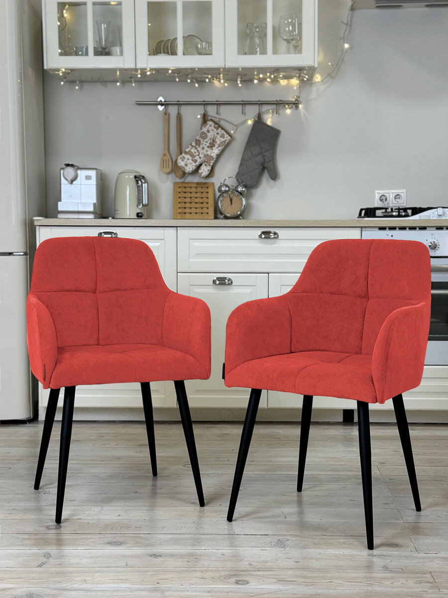 Стулья для кухни и гостиной Сеул комплект 2 шт мягкие красный велюр