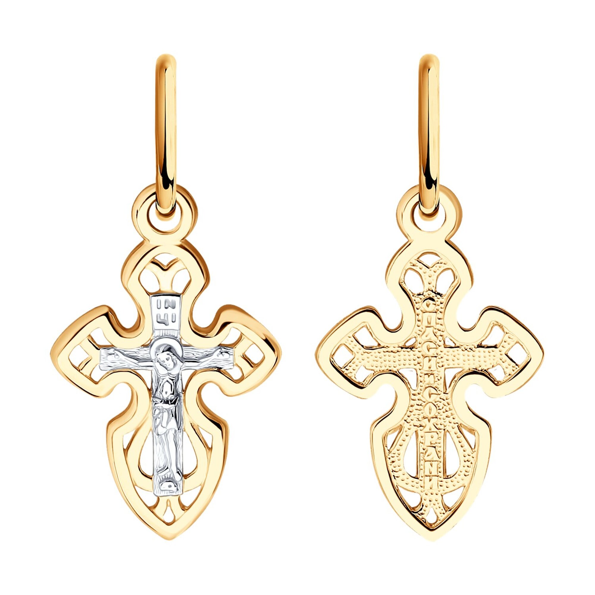 Крестик, красное золото, 585 проба