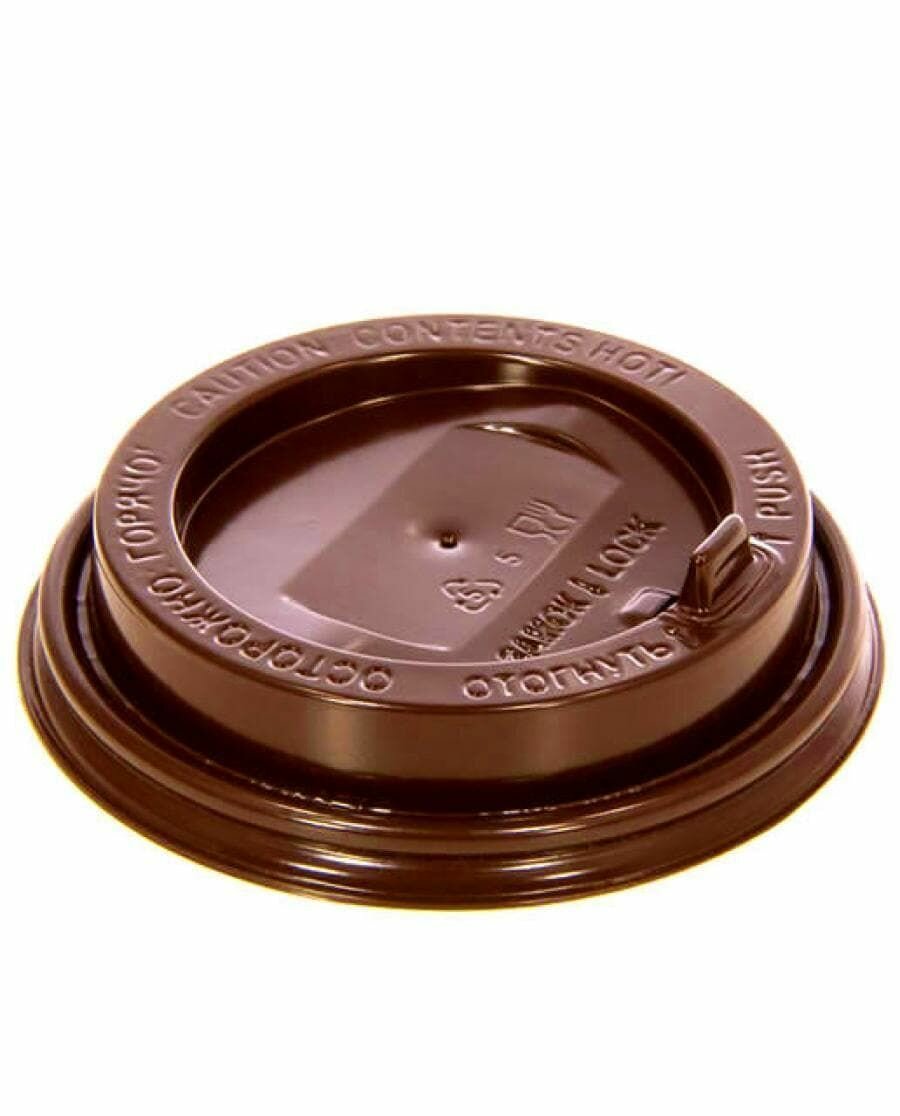 Пластиковая крышка для кофе с клапаном, коричневая, D-90мм, Грав, 100 шт.