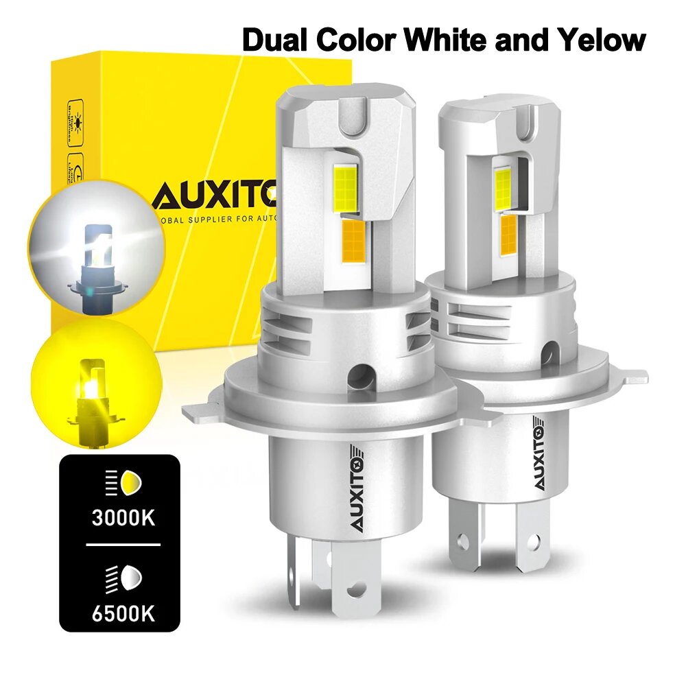 AUXITO 2 шт. H4 светодиодные лампы для фар Canbus дальнего ближнего света двойной цвет белый желтый H4 9003 HB2 светодиодные диодные лампы автомобильный свет 20000LM 12V 6500K And 3000K