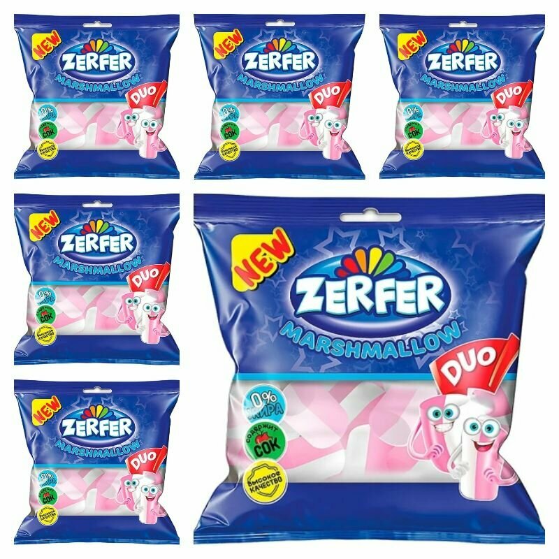 Zerfer Маршмеллоу, Duo, клубника-ваниль, 90 гр, 6 уп.