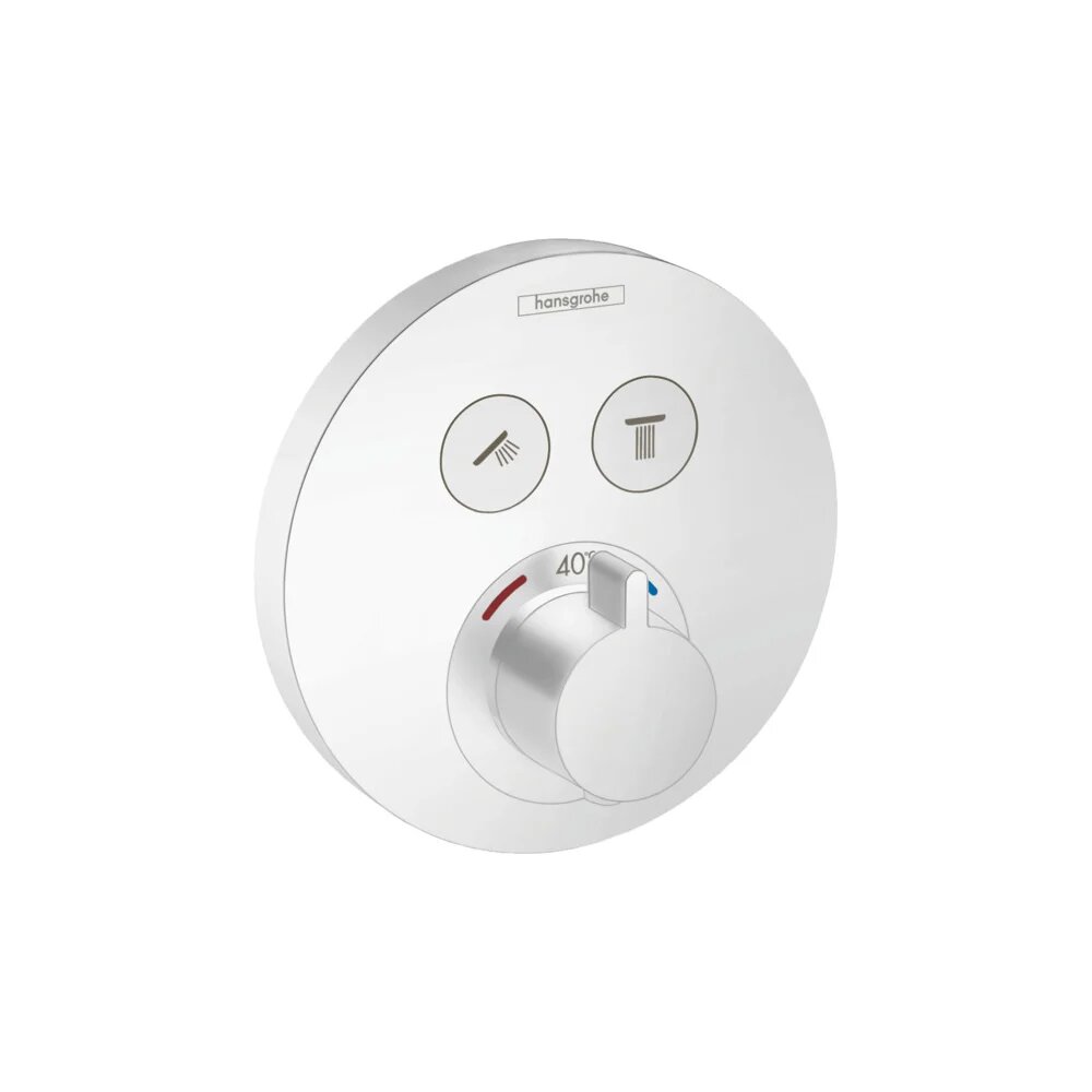Термостат Hansgrohe ShowerSelect S, для 2 потребителей, СМ, мб 15743700, латуни, белый