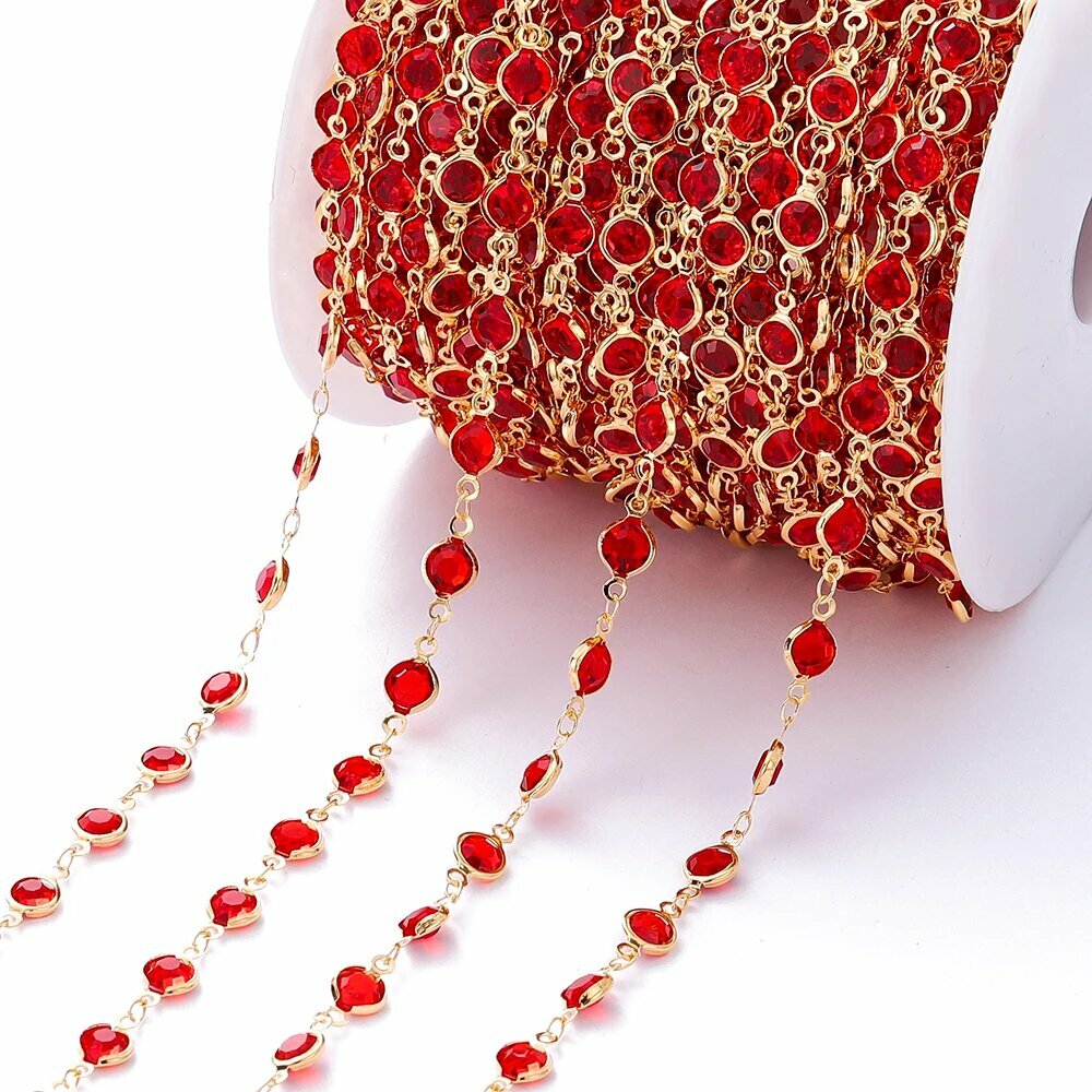 Каменная цепочка циркон AGCFABS для рукоделия Красный, 22